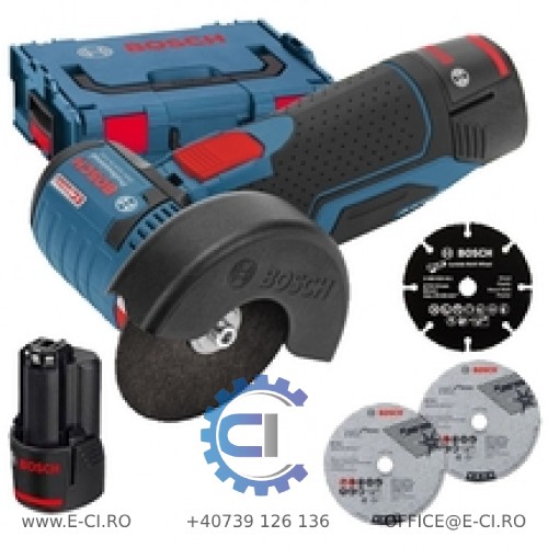 Bosch GWS 12V-76 - Polizor unghiular cu 2 acumulatori, Li-Ion, 12 V, 3 ...