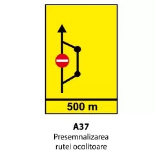 Presemnalizarea rutei ocolitoare (U37), Indicator rutier