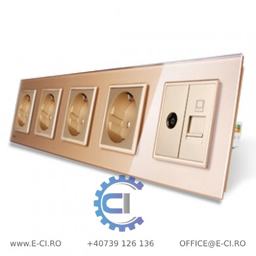 Priza cvintupla - 4 x priza simpla + 1 x priza TV / internet Livolo VL ...