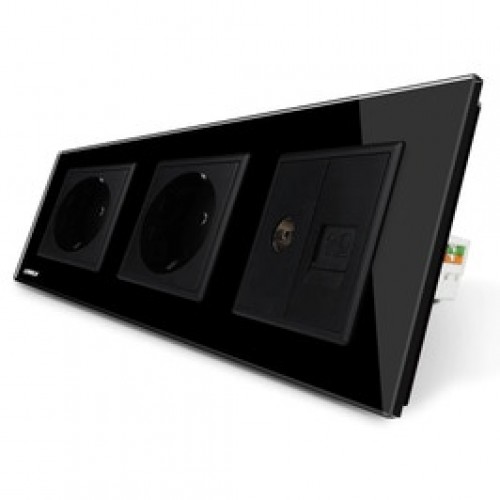 Priza tripla - 2 x priza simpla + 1 x priza TV / internet Livolo VL ...