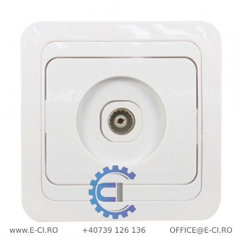Priza TV Eco Comtec MF0012-06045, rama inclusa, alba
