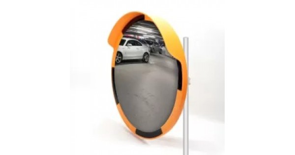 SET Oglindă rutieră cu diametrul 60cm + stâlp metalic cu flanșă pentru ...