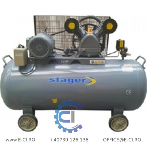 Stager HM-V-0.6-200L - Compresor, cu ulei, 4100 W, 200 l, 600 l/min, 8 ...